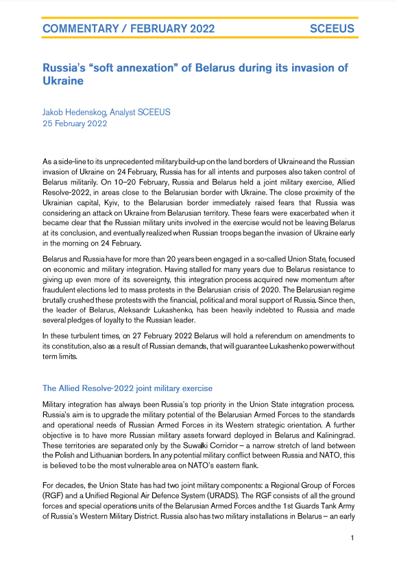 Russia's “soft annexation” of Belarus during its invasion of Ukraine ...